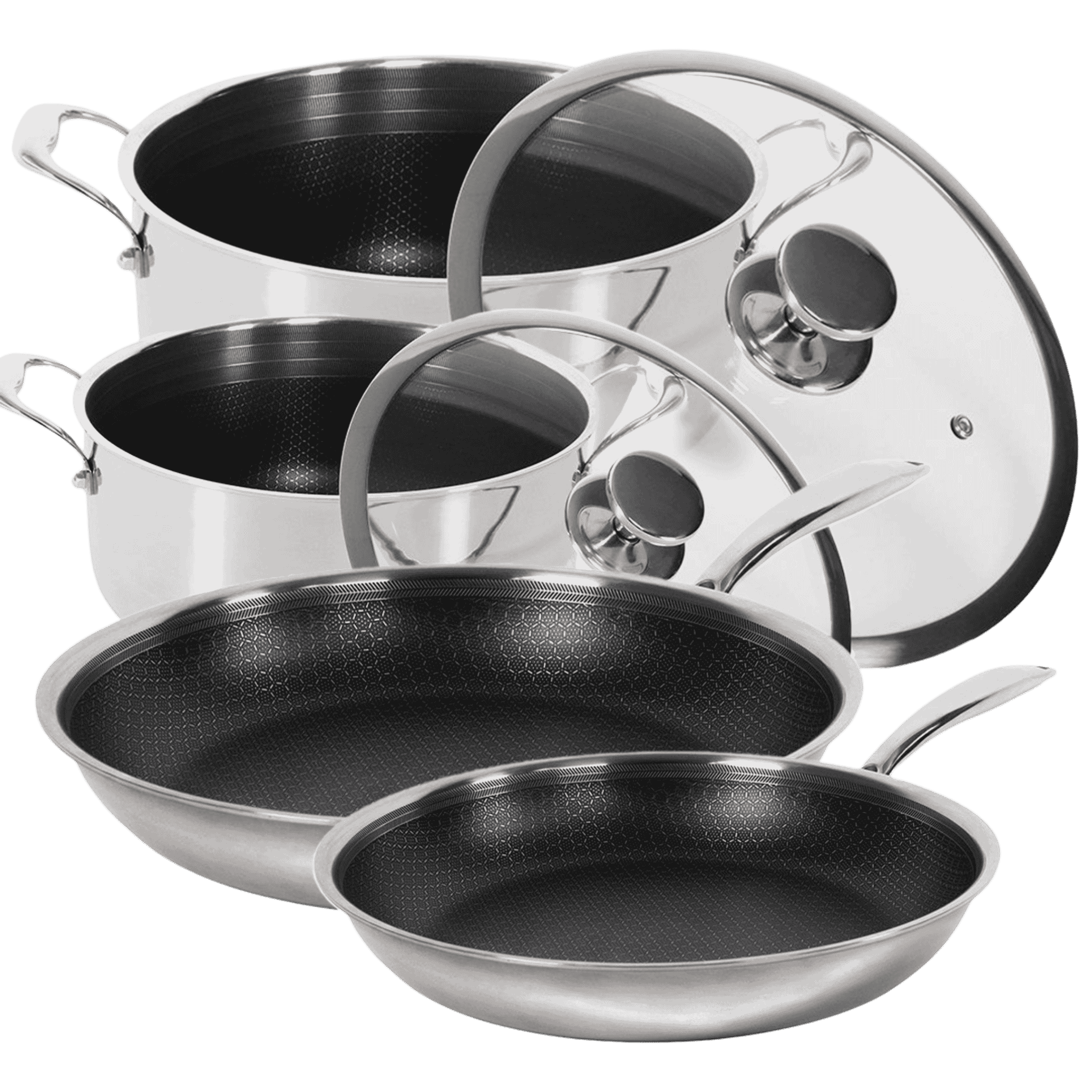 Sæt med 2 Hybrid Stegepander (24 & 28 cm) + 2 Hybrid Gryder (24 cm & 28 ...
